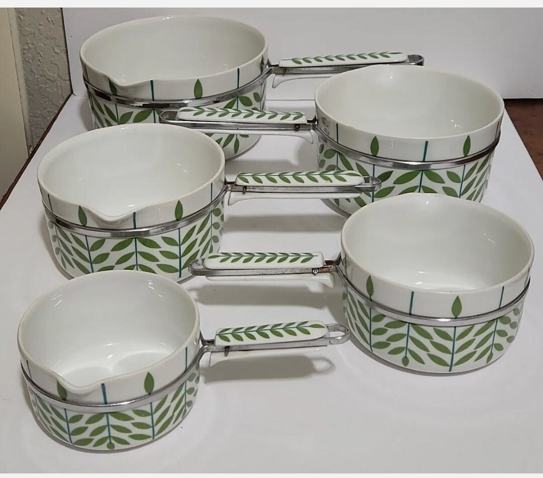 5 Aluminite Frugier Limoges France Decor De Monaco Handled Soups Sauces ...