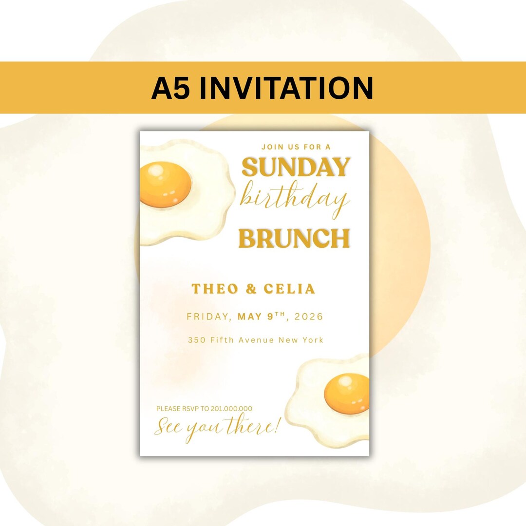Egg Brunch Invitation | Funny Breakfast Theme, Editable Canva Template ...