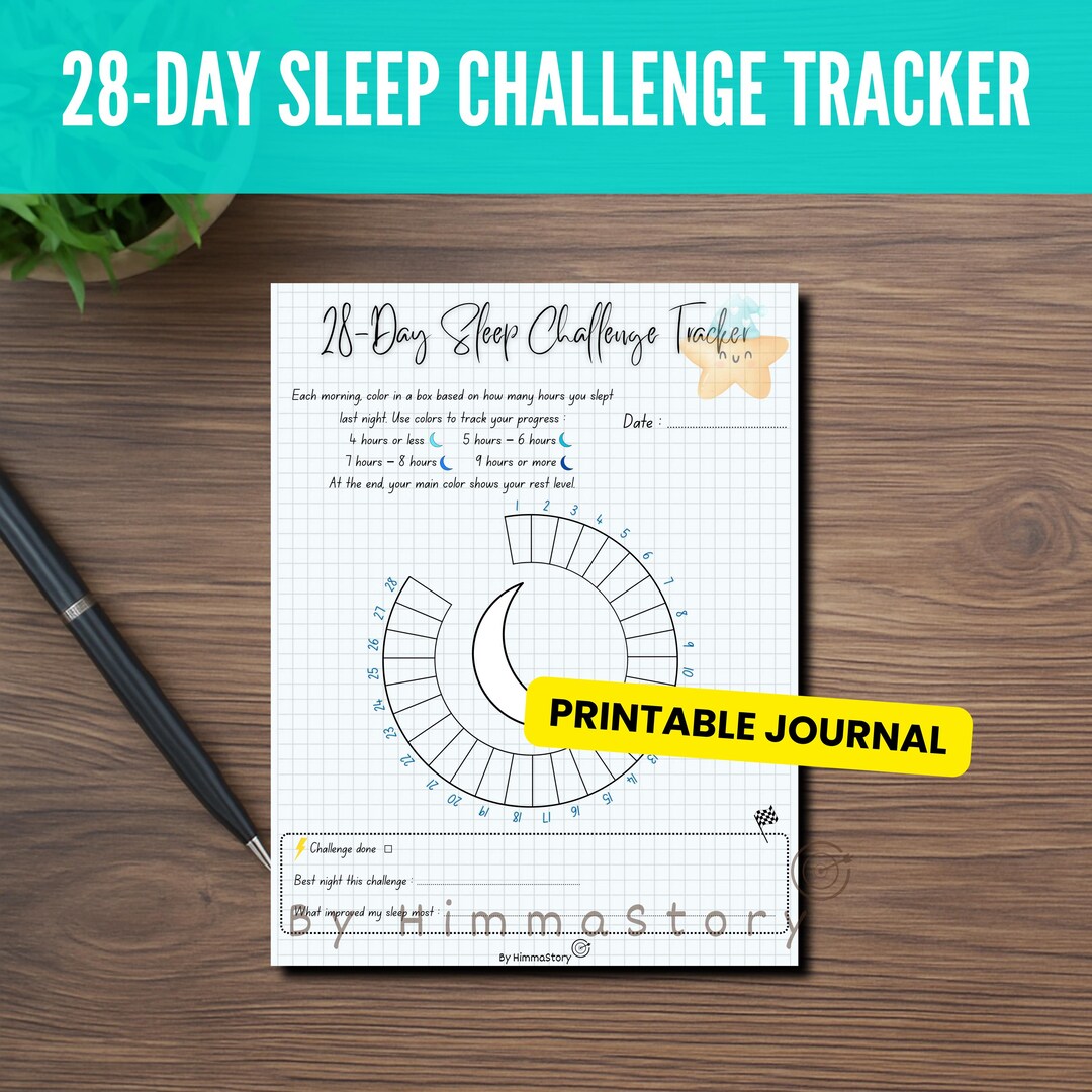 28-day Sleep Challenge Tracker: Printable Sleep Log (PDF) - Etsy Australia