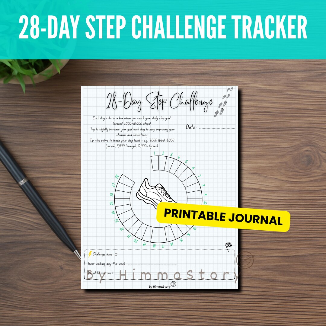 28-day Step Challenge Tracker Printable | Fitness Journal (PDF) - Etsy UK