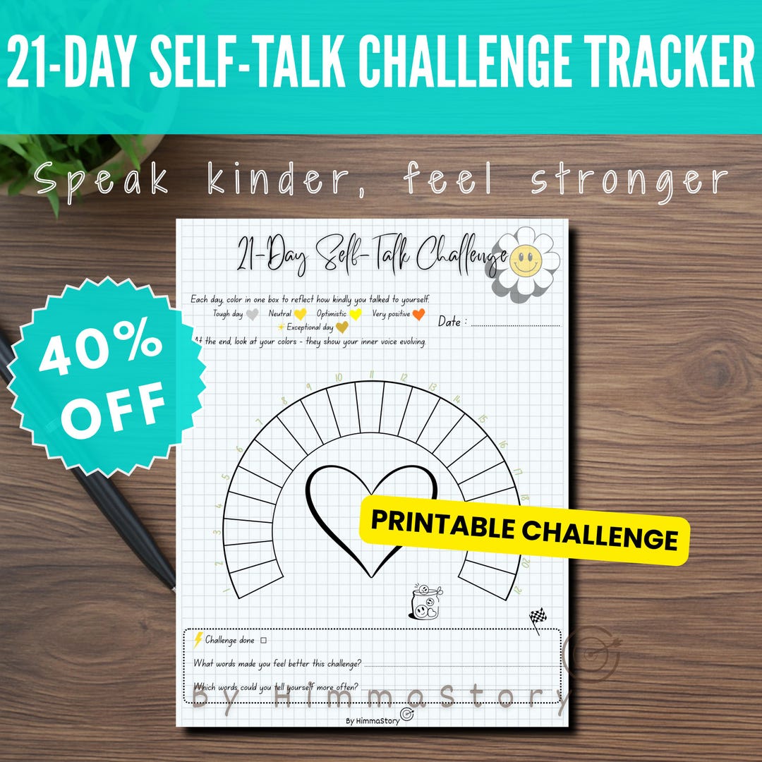 21-day Self-talk Challenge | Confidence & Self-kindness Tracker (PDF ...