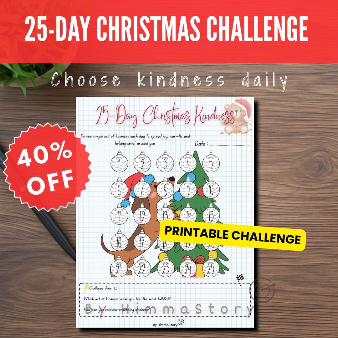 25-day Christmas Kindness Challenge | Printable Advent Tracker | Daily ...