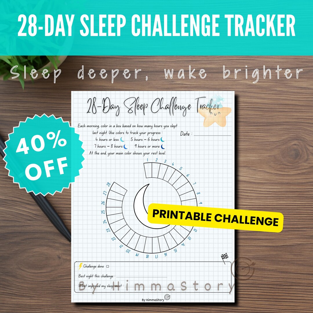 28-day Sleep Challenge Tracker: Printable Sleep Log (PDF) - Etsy UK