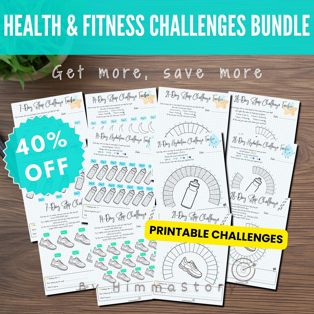 Health Fitness Habits Bundle | Printable Trackers for Hydration Steps ...