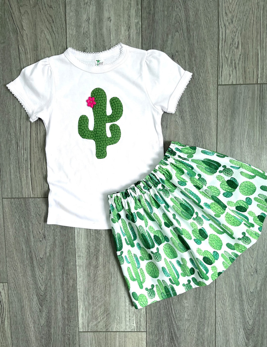 Cactus Outfit, Girl, Toddler, Tween Baby Cactus SKIRT, SHIRT Green ...