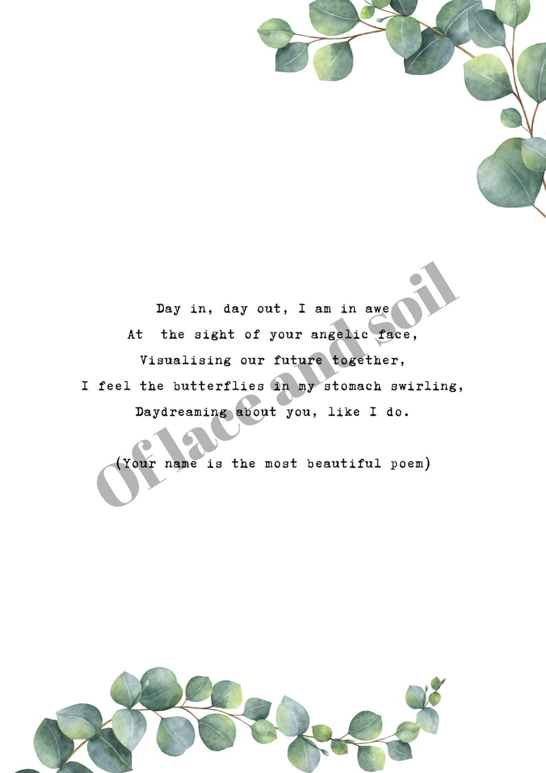 Personalised Name Poem – Custom Acrostic Poetry – Minimal Digital Wall ...