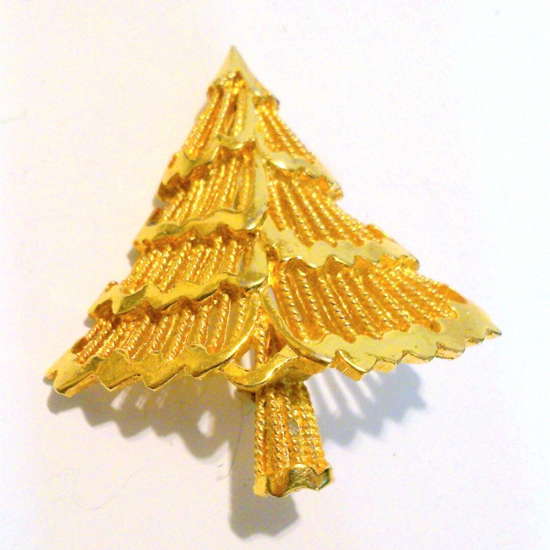 Vintage Corel Gold Tone Christmas Tree Brooch - Etsy