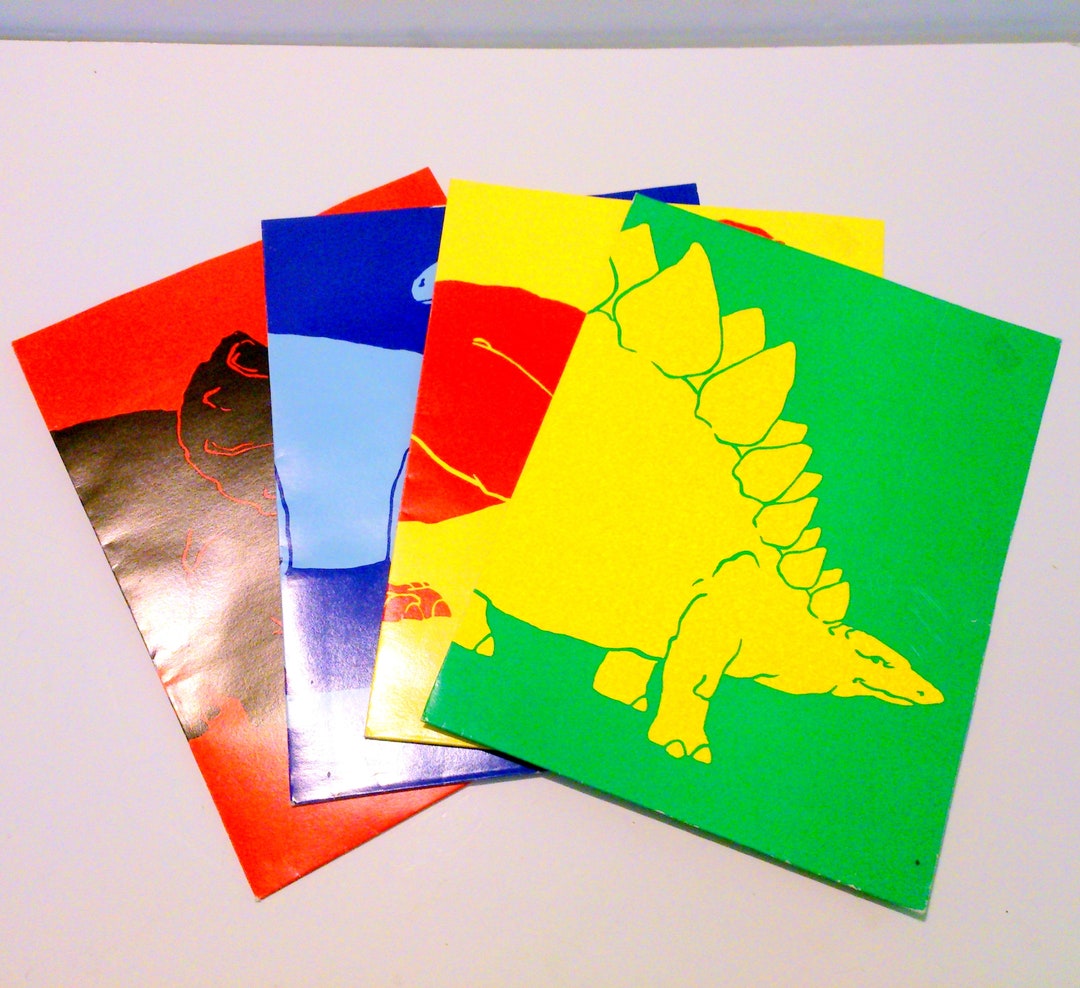 Lot of 4 Vintage 1980's Dinosaur School Folders Notebooks Binders Plum ...