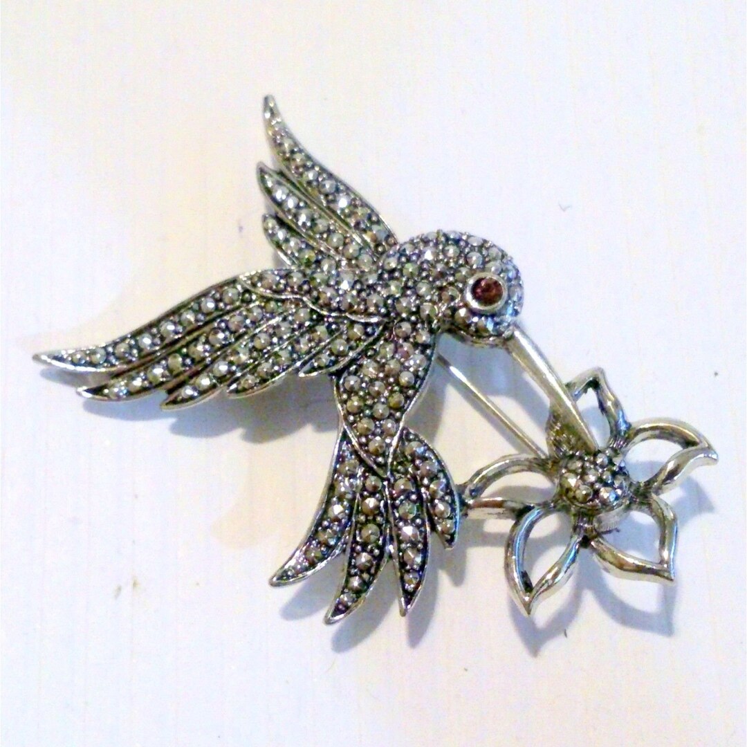 Vintage Avon Silver Tone Faux Marcasite Hummingbird Brooch - Etsy