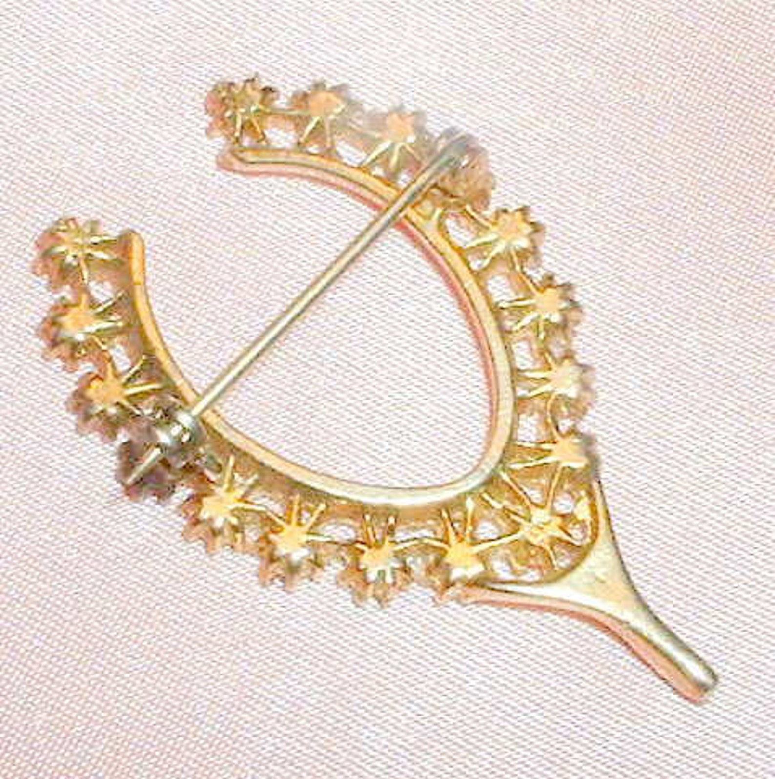Vintage 1950's Rhinestone Wishbone Brooch | Etsy
