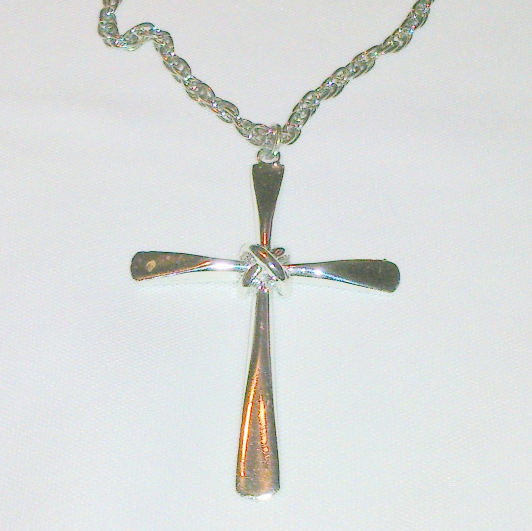 Vintage Silver Plated Christian Cross Necklace - Etsy