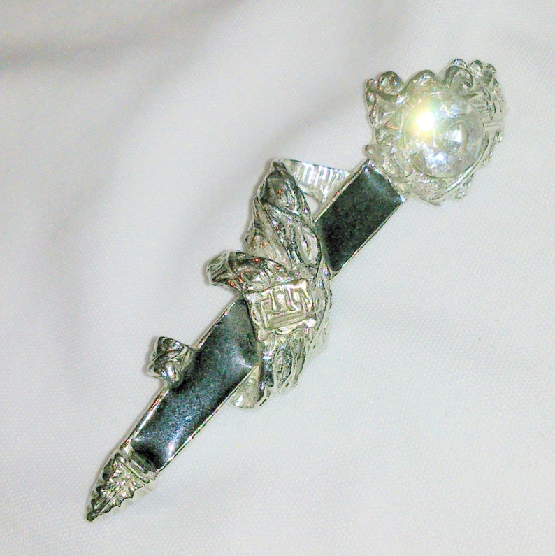 Vintage Enamel and Rhinestone Sword Brooch - Etsy