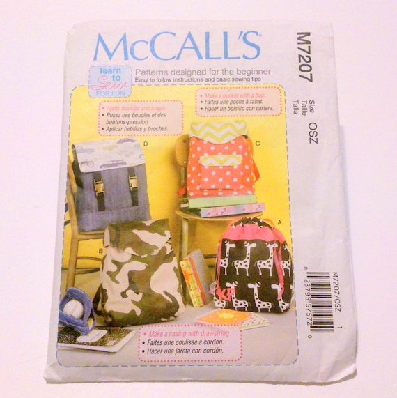 Mccall's Learn to Sew Backpack Pattern M7207 Uncut - Etsy