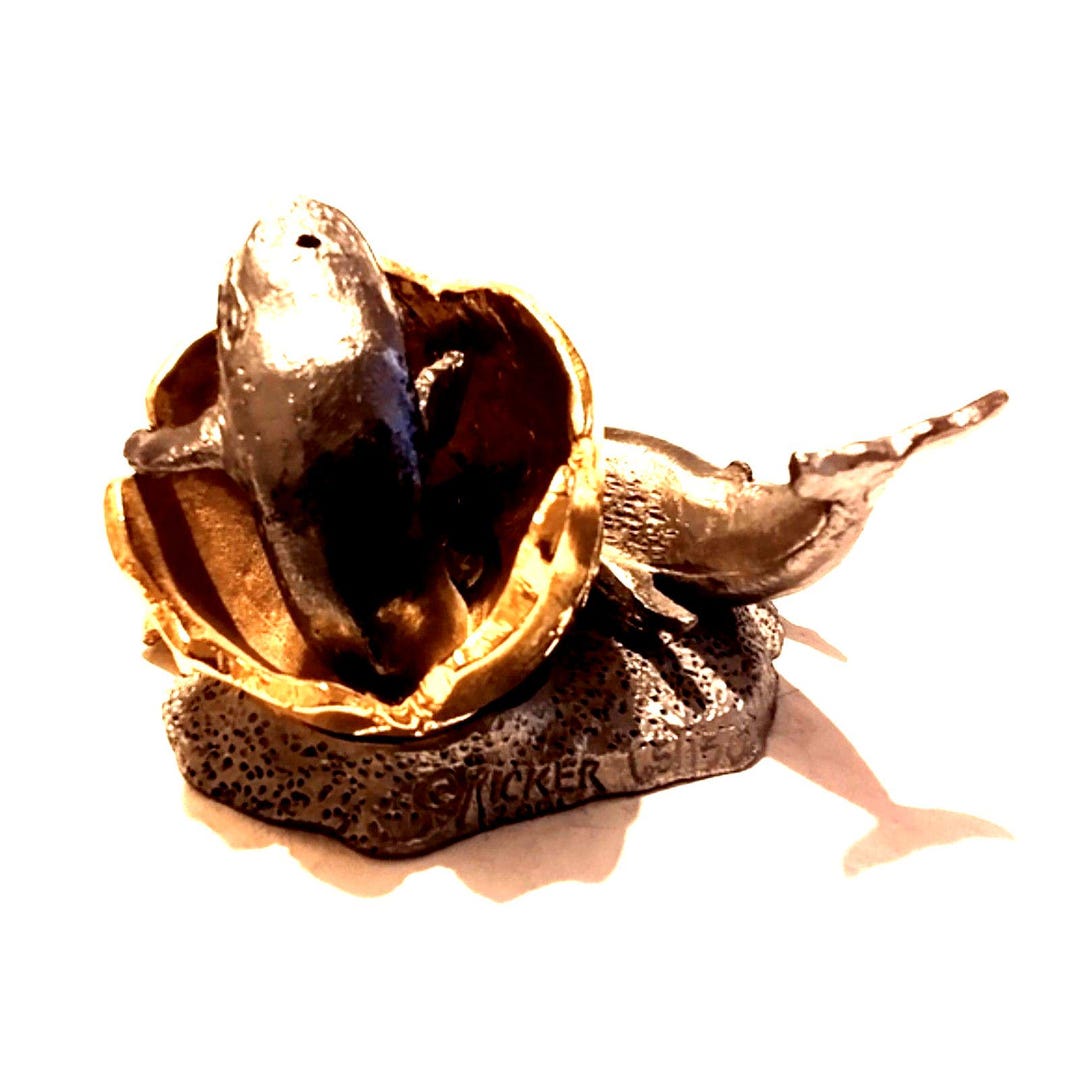 Vintage Ricker Pewter and Golden Whale Hatchling Figurine - Etsy
