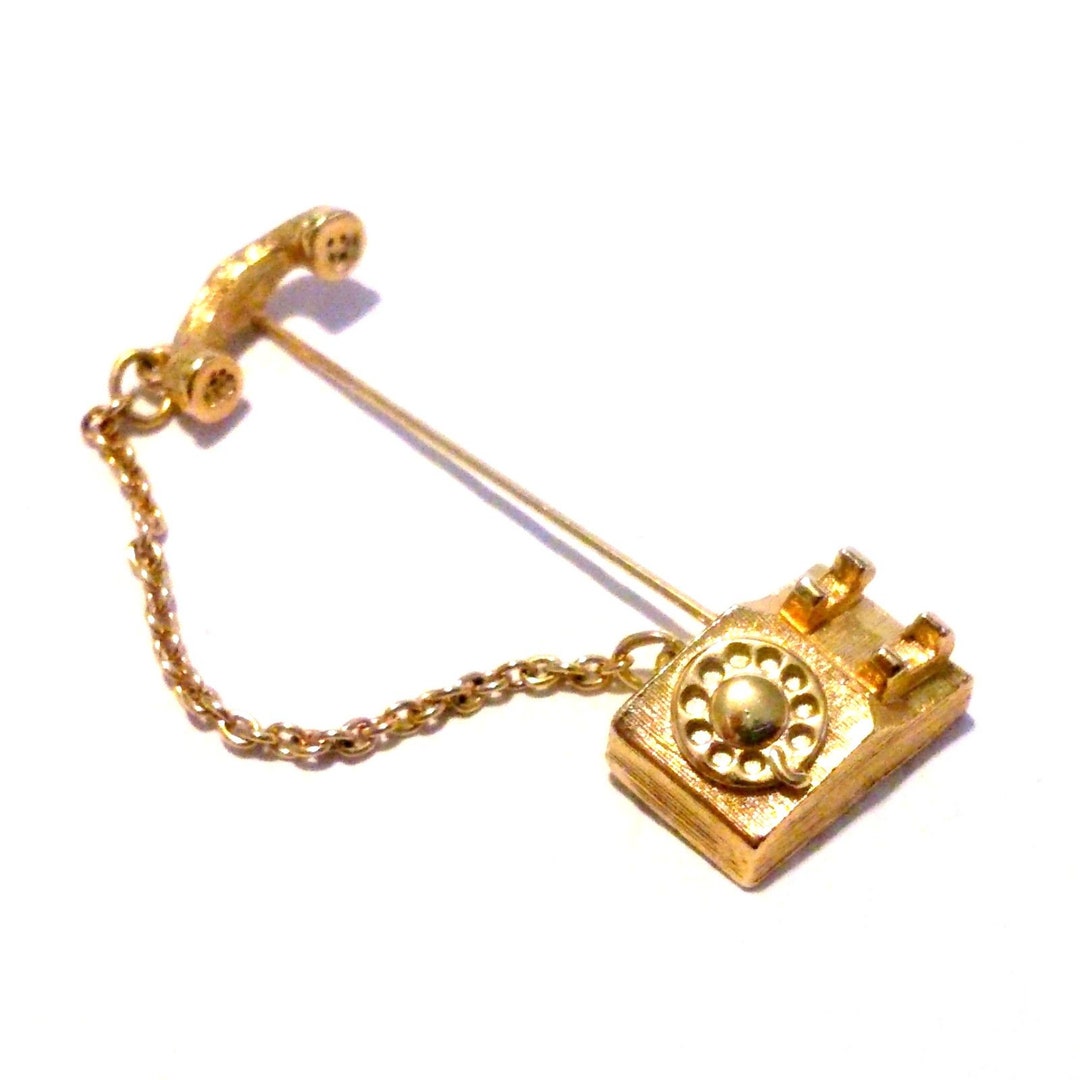 Vintage Avon Gold Tone Telephone Stick Pin Brooch - Etsy