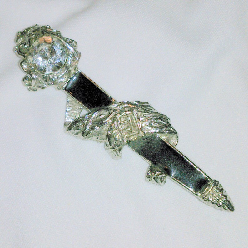 Vintage Enamel and Rhinestone Sword Brooch - Etsy