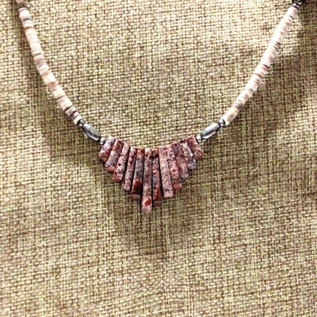 Vintage Southwestern Natural Stone Heishi Shell Bib Necklace 16" - Etsy
