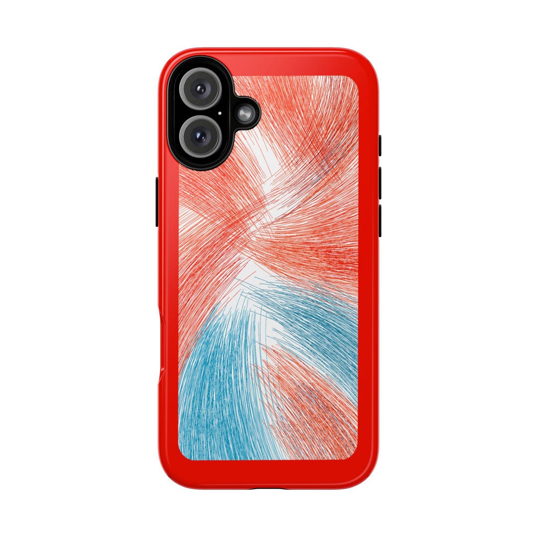 Red Blue Abstract Energic Fine-line Hand Drawn Swirl Phone Case | Tough ...