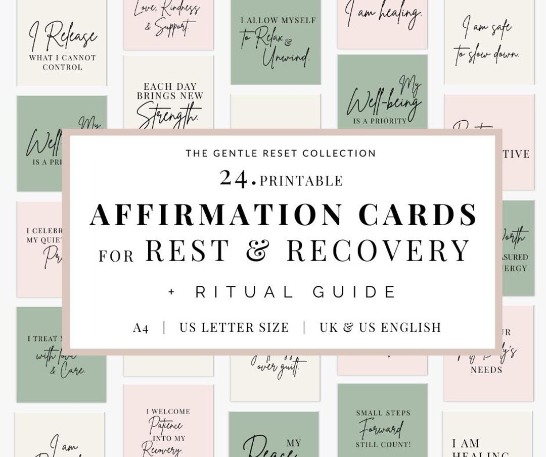 Rest & Recovery Affirmation Cards + Ritual Menu | Wellbeing Printable ...
