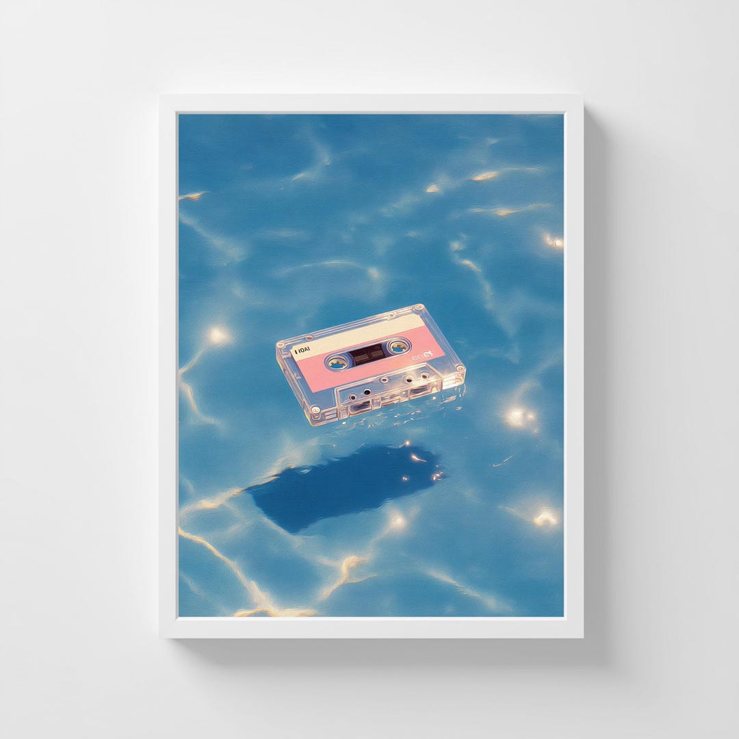 Floating Cassette Tape Pastel Pool Living Room Wall Art (digital ...
