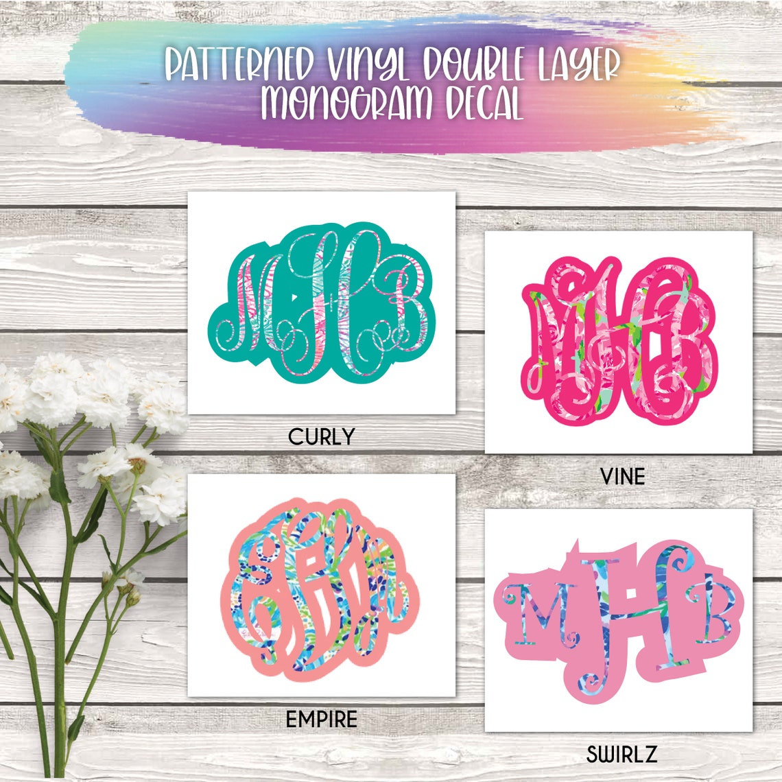 Pattern Double Layer Vinyl Monogram Decal Iphone Laptop - Etsy