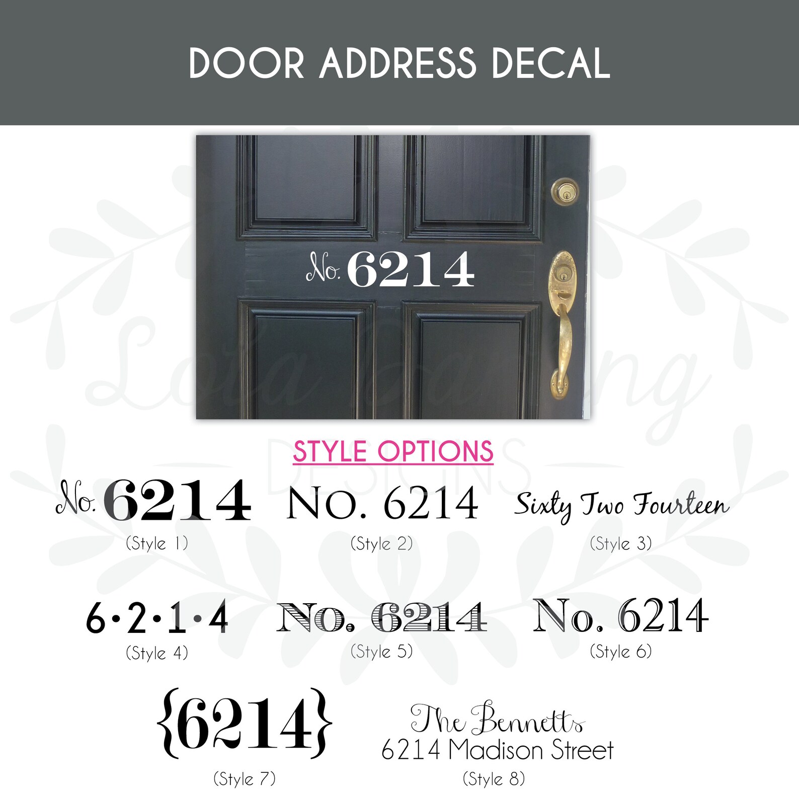 Personalized Street Address Door Decal | Etsy