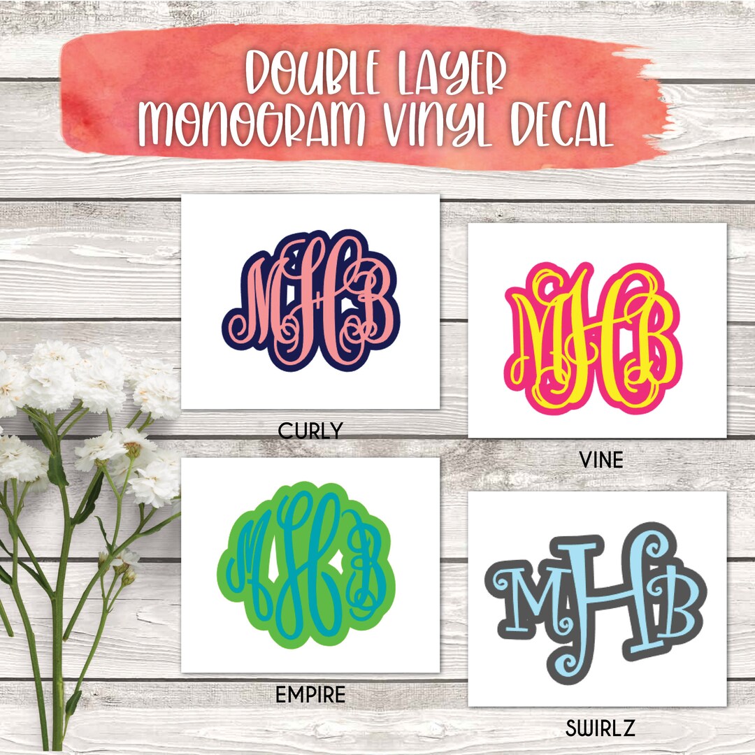 Double Layer Vinyl Monogram Decal Solid Glitter iPhone - Etsy