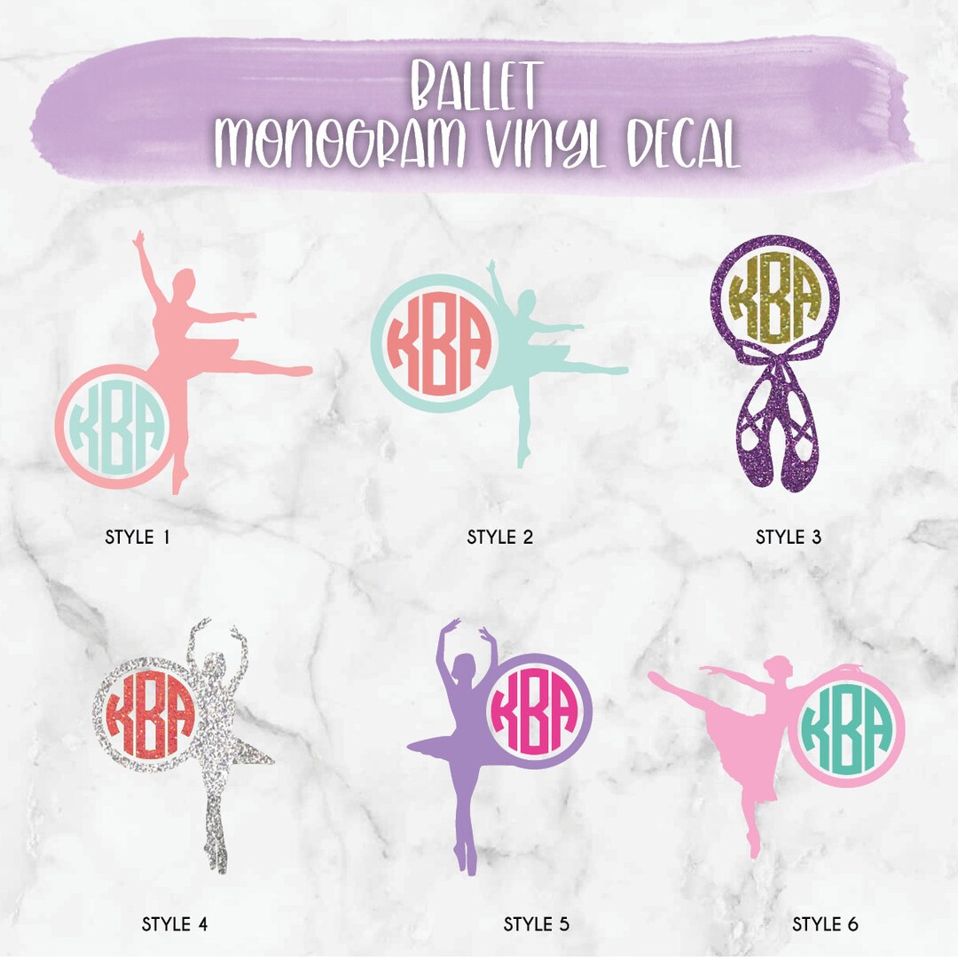Ballet Ballerina Monogram Vinyl Decal Solid Glitter iPhone Laptop Car ...