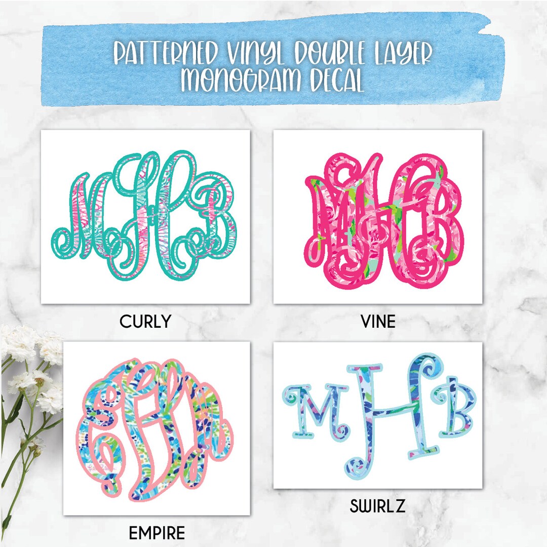 Pattern Double Layer Vinyl Monogram Decal iPhone Laptop Car Tumbler ...