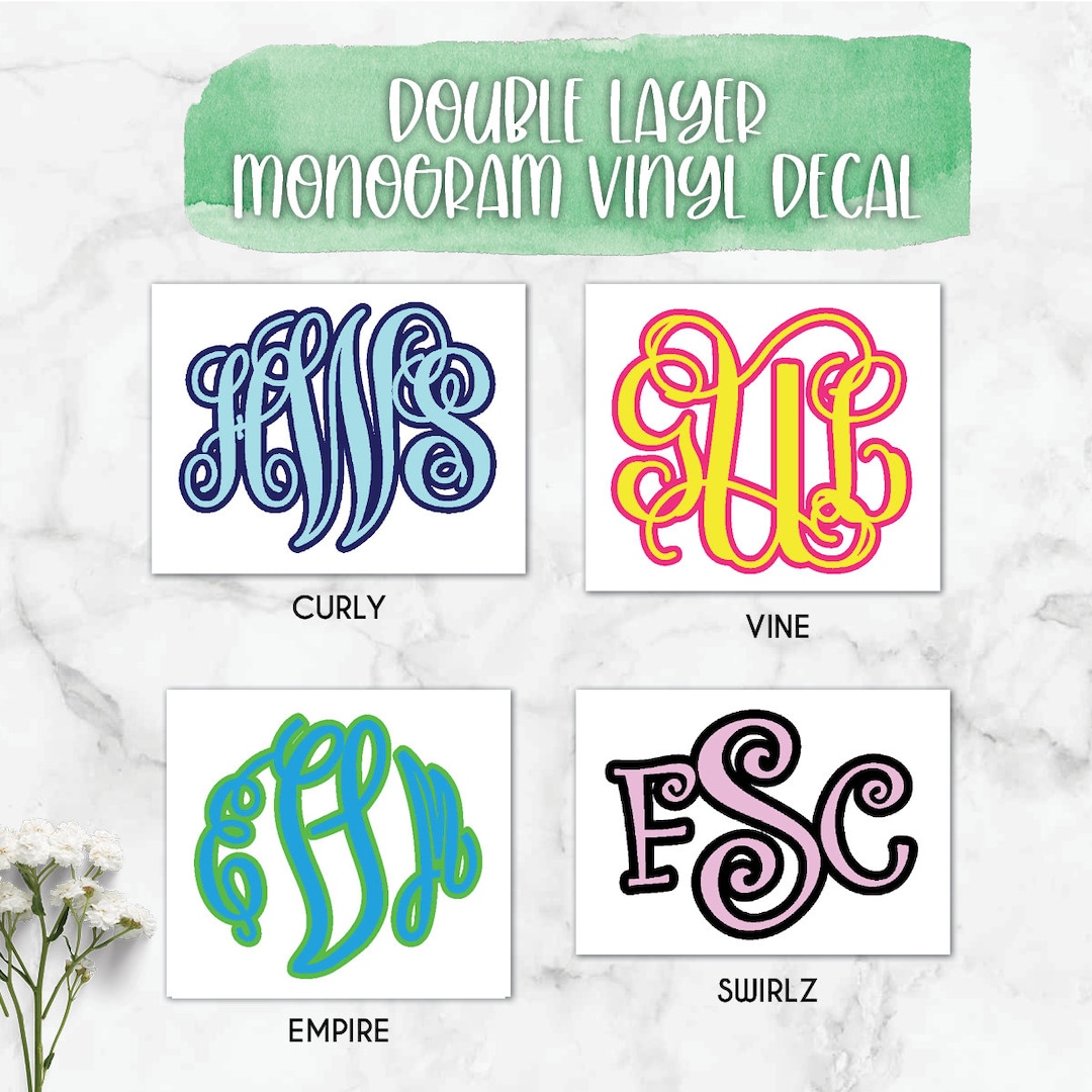 Double Layer Vinyl Monogram Decal Solid | Glitter | iPhone | Laptop ...