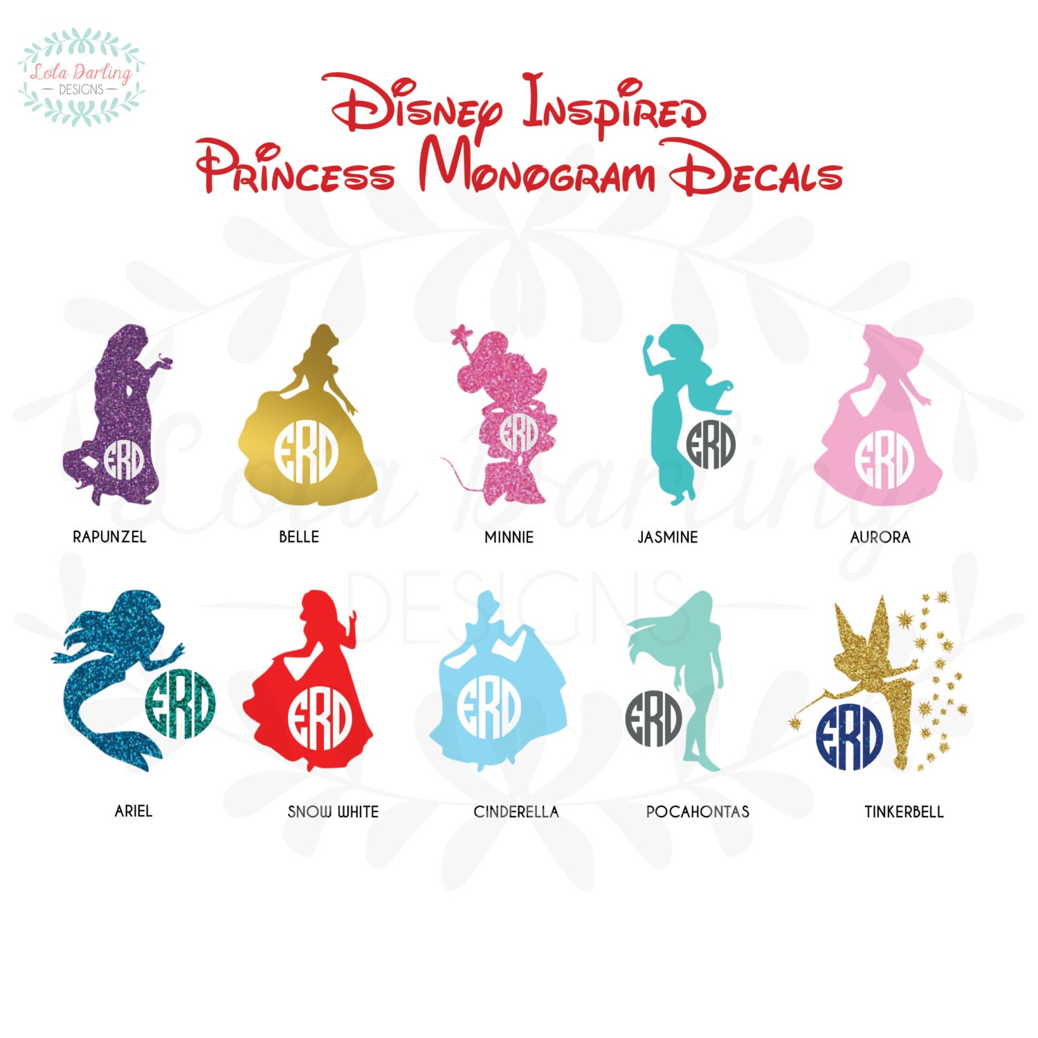 Disney Inspired Princess Monogram Vinyl Decal 36 | Etsy Disney Inspired Princess Monogram Vinyl Decal 36 | Etsy