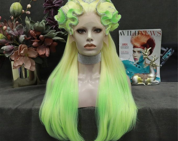 E-girl High Half Bunches Lace Front Wig | Blonde Mermaid Waves Wig ...