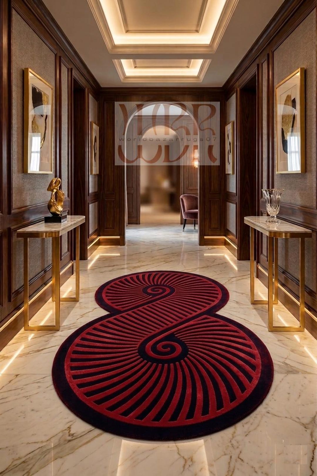 Abstract Infinity Runner Rug – Red Black Hand Tufted Hallway Carpet - Etsy