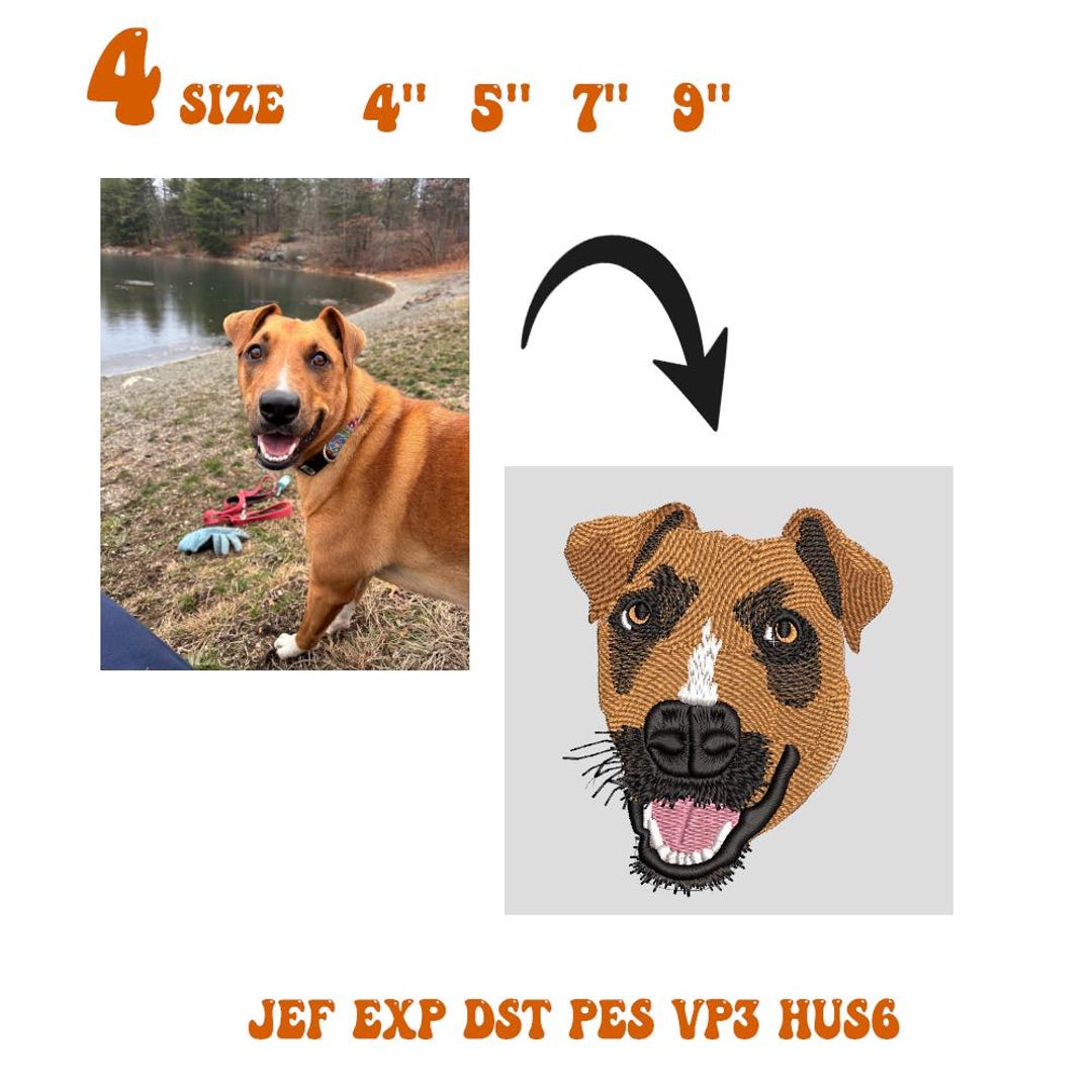Custom Dog Embroidery Design Files, Custom Pet Portrait Embroidery ...
