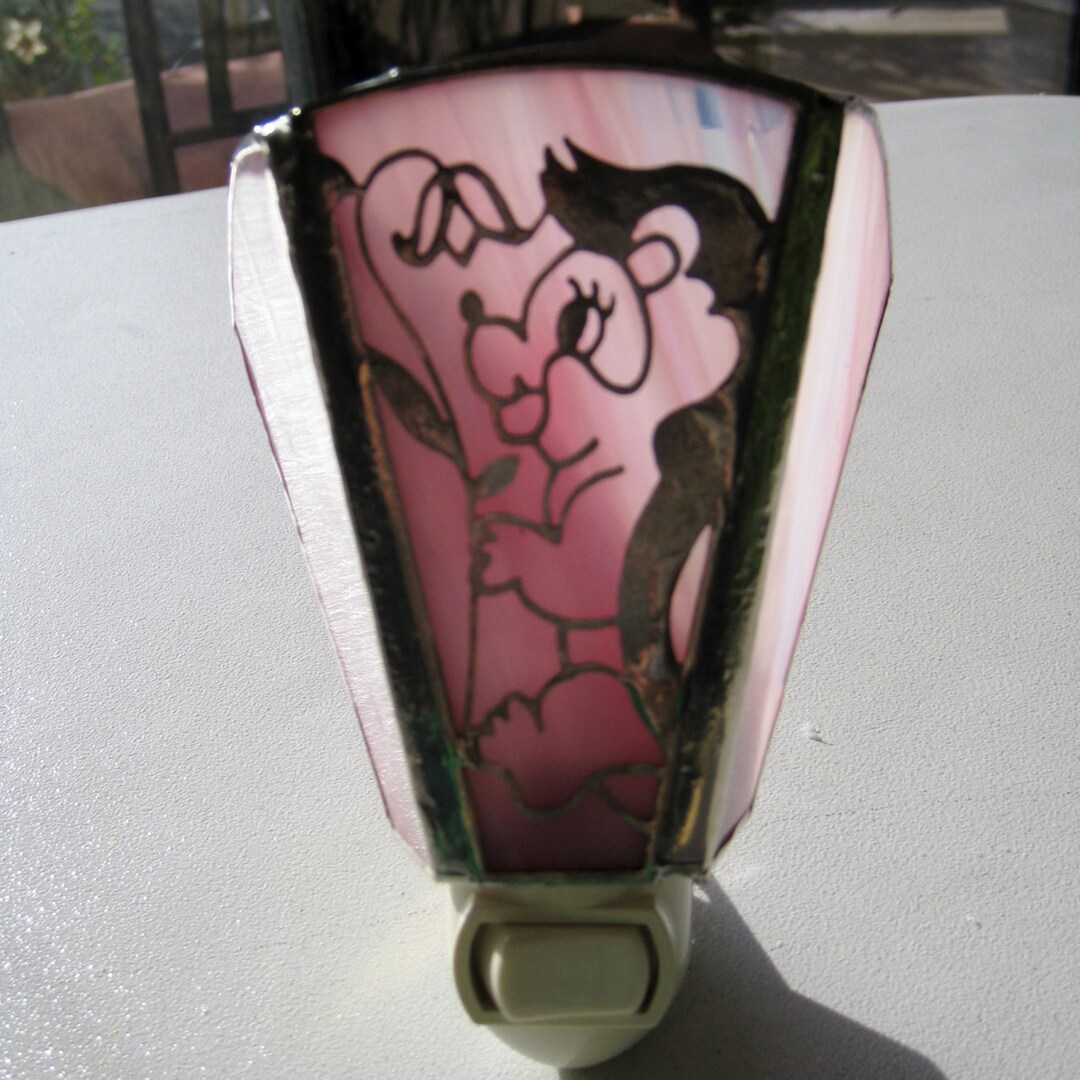 Stained Glass Pink Skunk Night Light ~ Pink Skunk Nightlight ~ Handmade ...