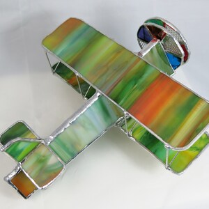 Stained Glass Airplane Kaleidoscope ~ Bi-plane Orange Green ...