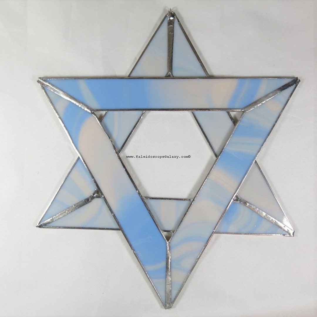 Vitrail bleu pâle et crème Étoile de David. Judaica Star of - Etsy France
