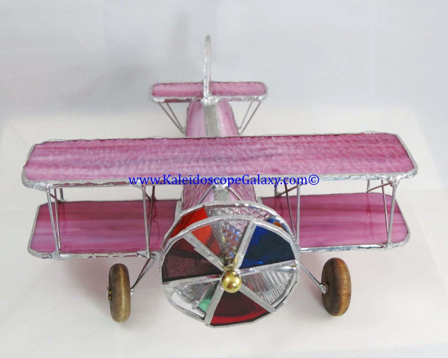 Handmade Stained Glass Airplane Kaleidoscope ~ Bi-plane Wispy Textured ...