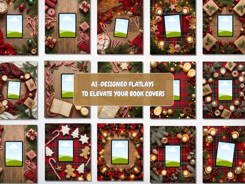 Classic Christmas Book Cover Mockup Bundle | Festive Red & Cozy Flatlay ...