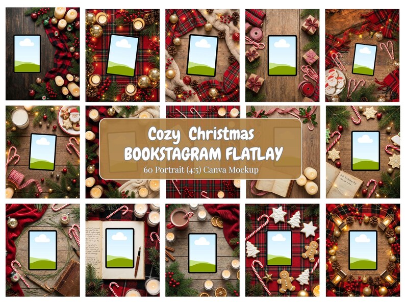 Classic Christmas Book Cover Mockup Bundle | Festive Red & Cozy Flatlay ...