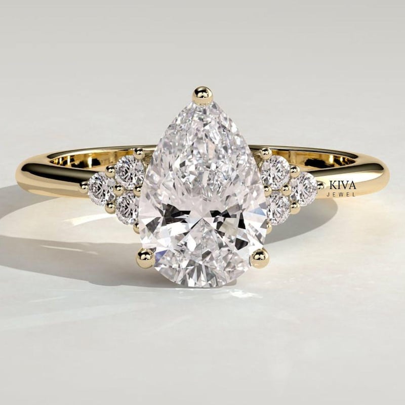Engagement Rings Pear Halo - Etsy UK