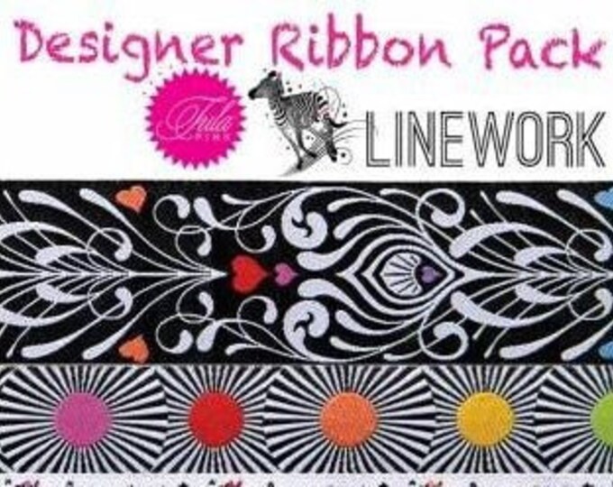 Tula Pink Linework Designer Ribbon Pack, Tula Pink Ribbon, Tula Pink ...