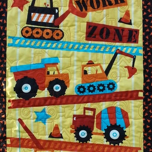 Construction Equipment Dump Truck Backhoe Baby, Crib or Lap Quilt ...