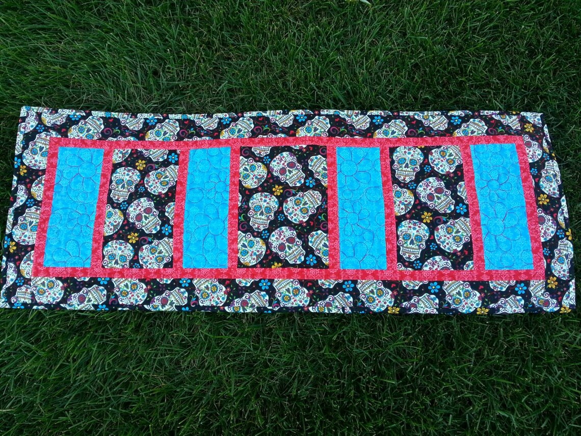 Skulls Quilted Table Runner Handmade Table Runner Day of the | Etsy