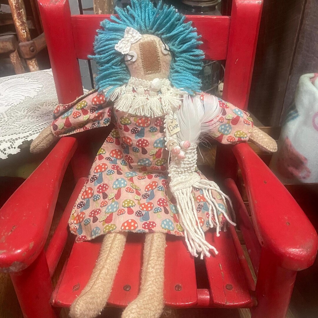 BOHO HIPPIE DOLL Ready to Ship Mushroom Motif Blue Hair Gifts for Her ...