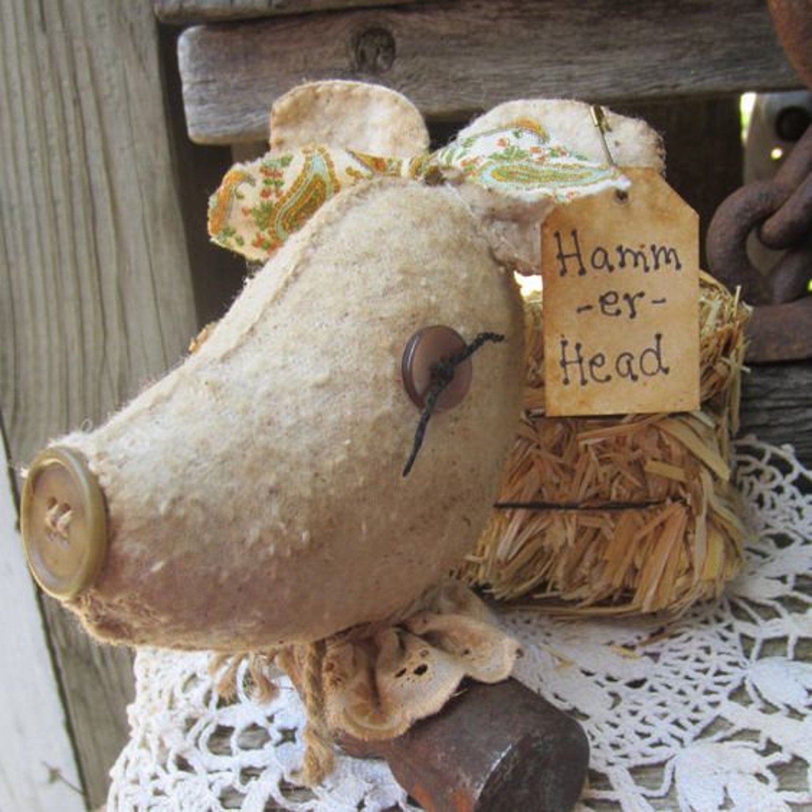 Pig HAMMER HEAD Made-to-order Tiered Tray Decor Primitive Farmhouse ...