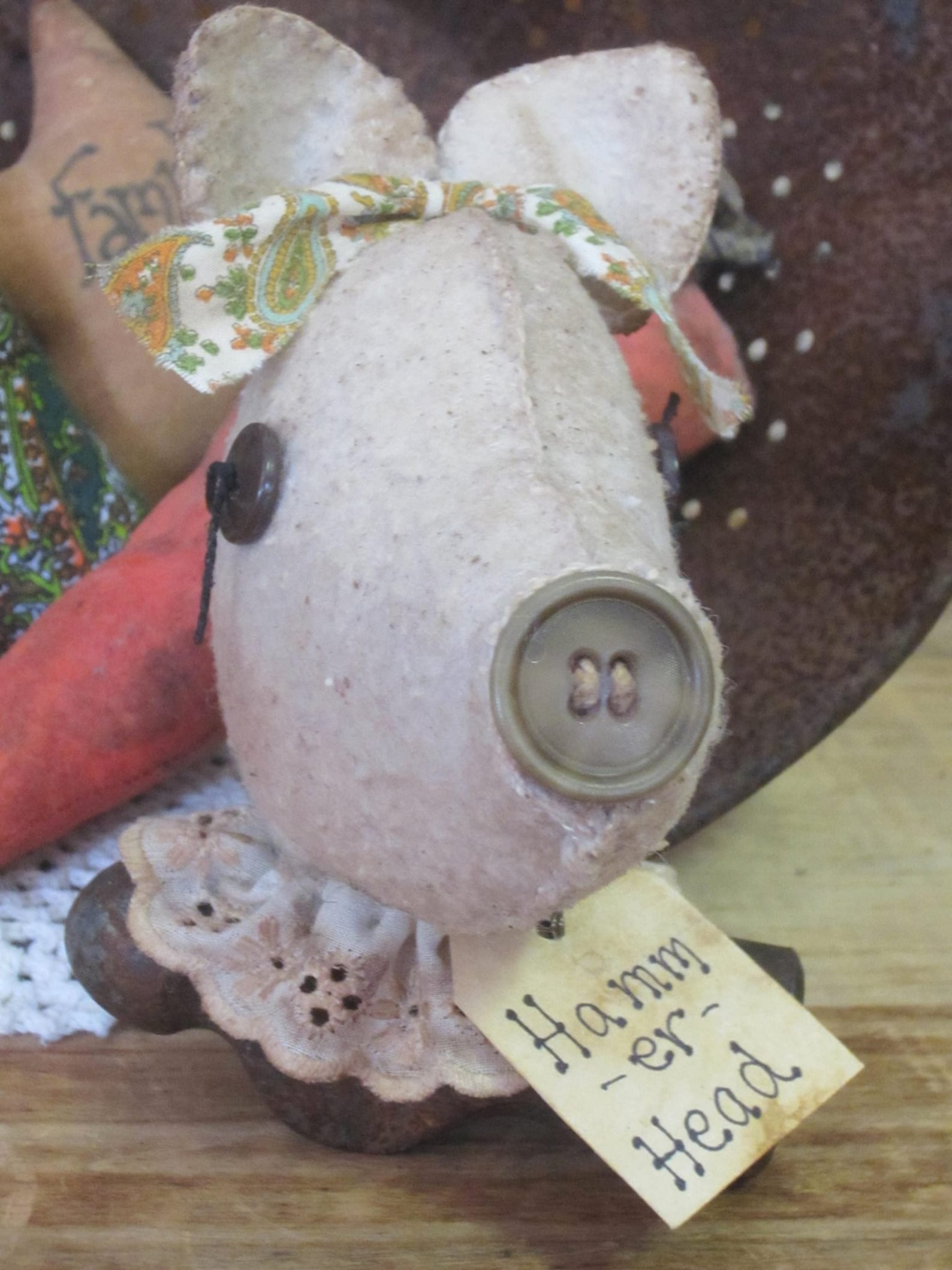 Pig HAMMER HEAD Made-to-order Tiered Tray Decor Primitive Farmhouse ...