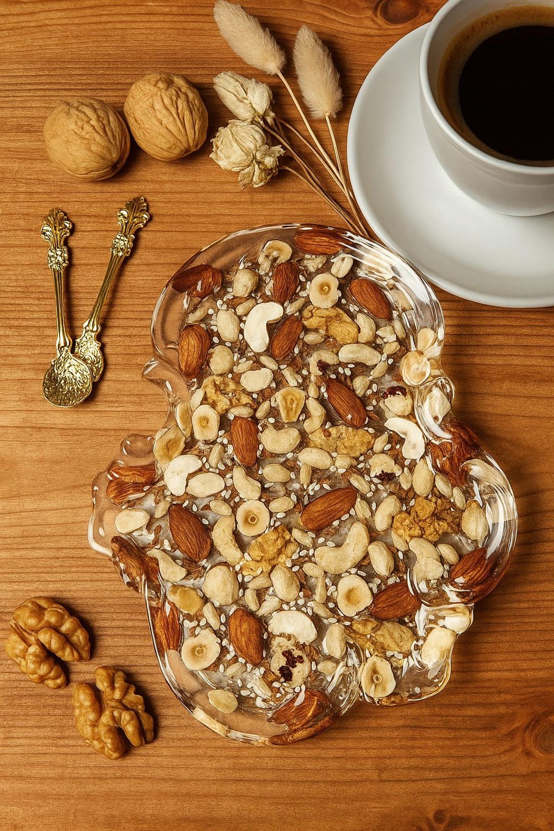 Handmade Epoxy Resin Plate With Nuts: Unique Home Decor Tray - Etsy