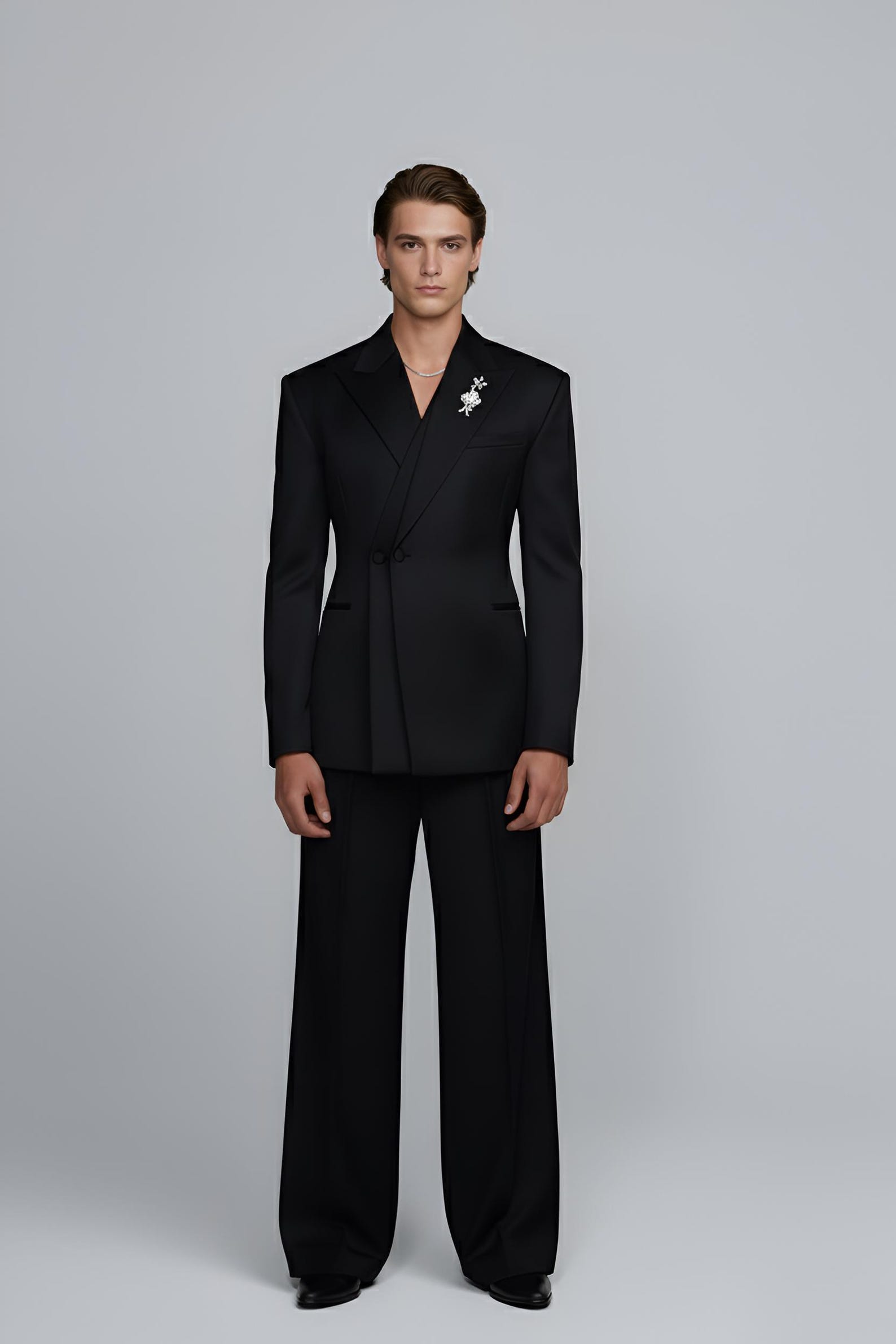 White Asymmetrical Suit for Men: Custom Made Wedding Jacket Pant Groom ...