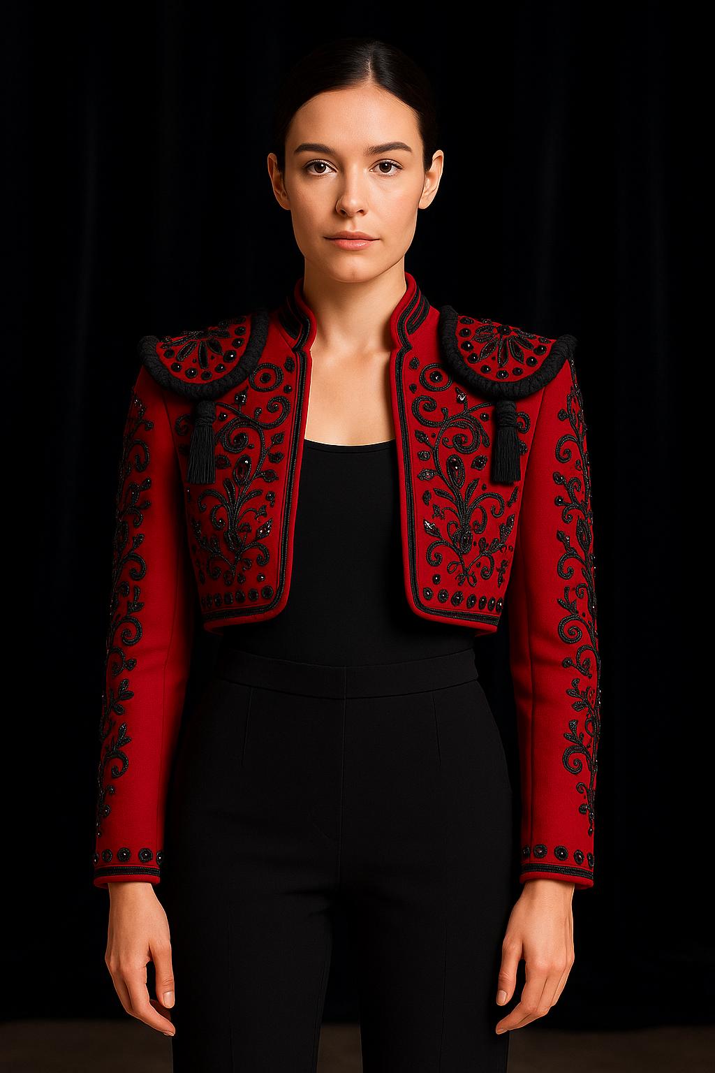 Red Matador Bolero Jacket: Beaded Spanish Style Cropped Blazer - Etsy